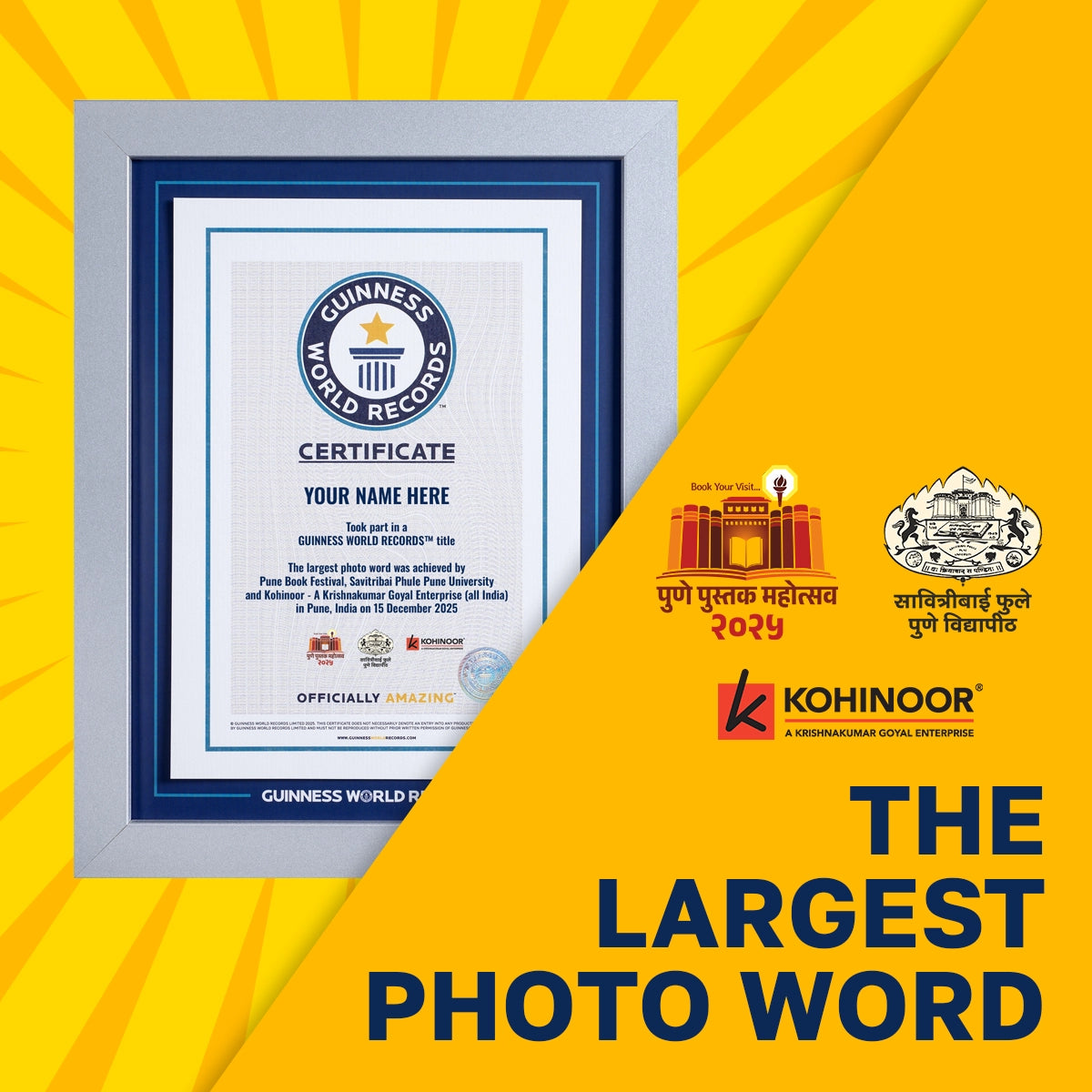Record Participant Certificate | Largest Photo Word – Guinness World ...